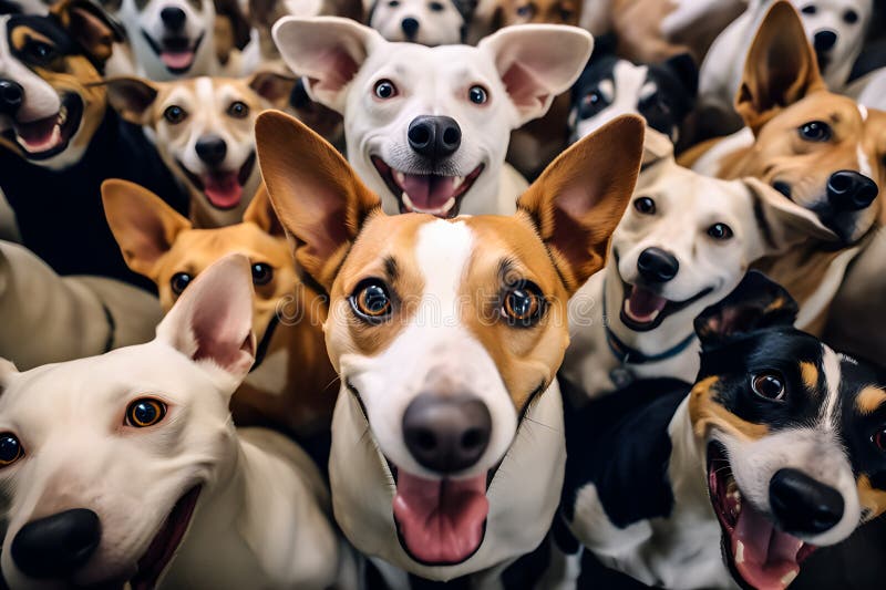 Multiple Jack Russell Dog Face only Packed Together and Straight Look ...