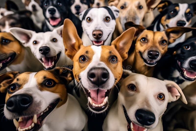 Multiple Jack Russell Dog Face only Packed Together and Straight Look ...