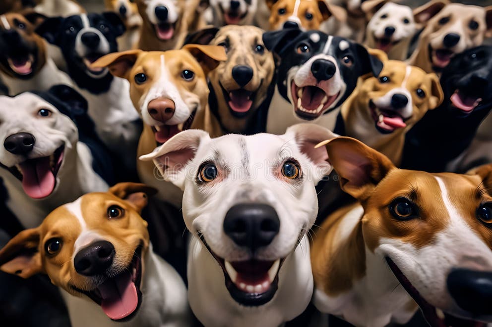 Multiple Jack Russell Dog Face only Packed Together and Straight Look ...