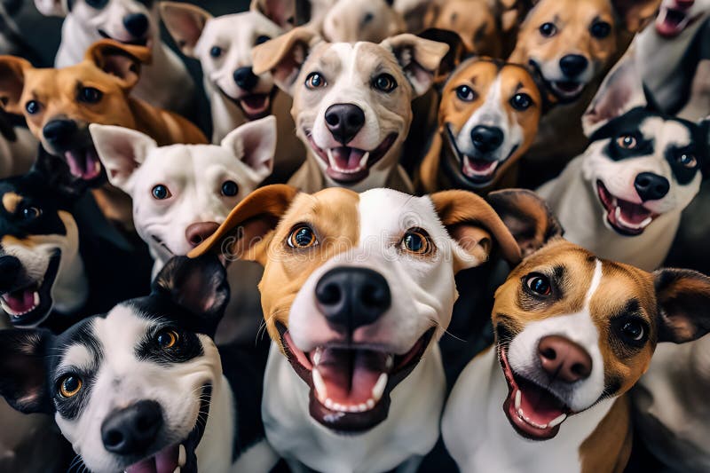 Multiple Jack Russell Dog Face only Packed Together and Straight Look ...