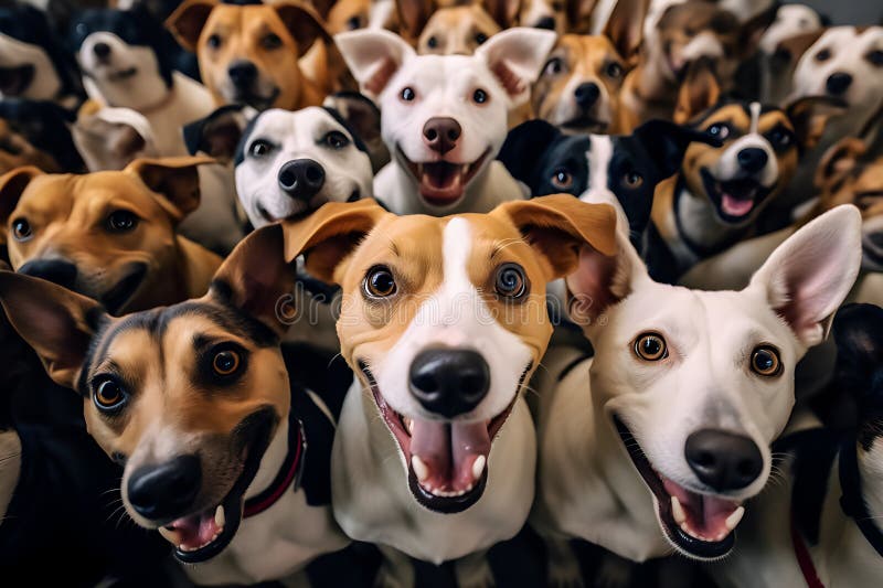 Multiple Jack Russell Dog Face only Packed Together and Straight Look ...