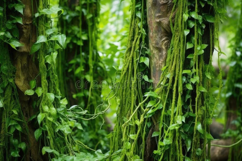 Multiple Jade Vines Growing on a Tree Trunk Stock Image - Image of jade ...