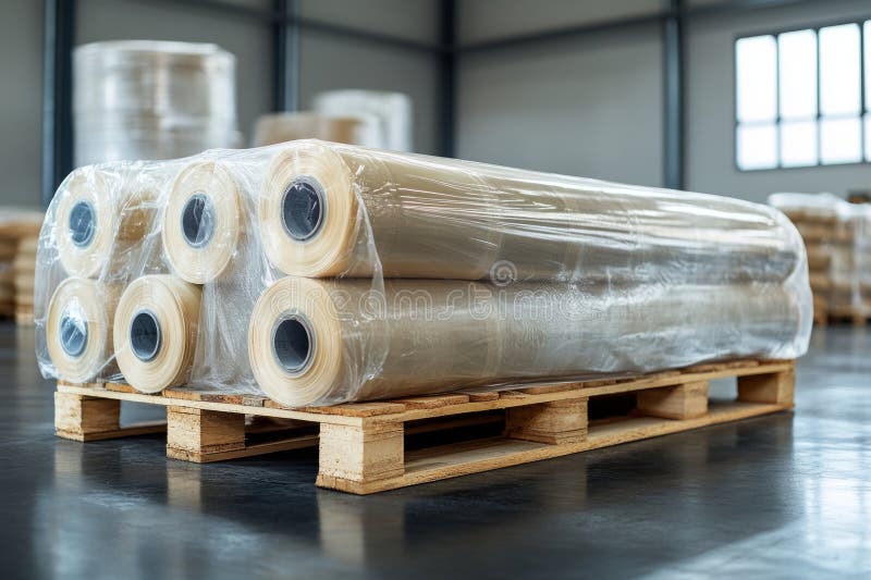 Multiple Large Rolls of Industrial Material Wrapped in Plastic are ...