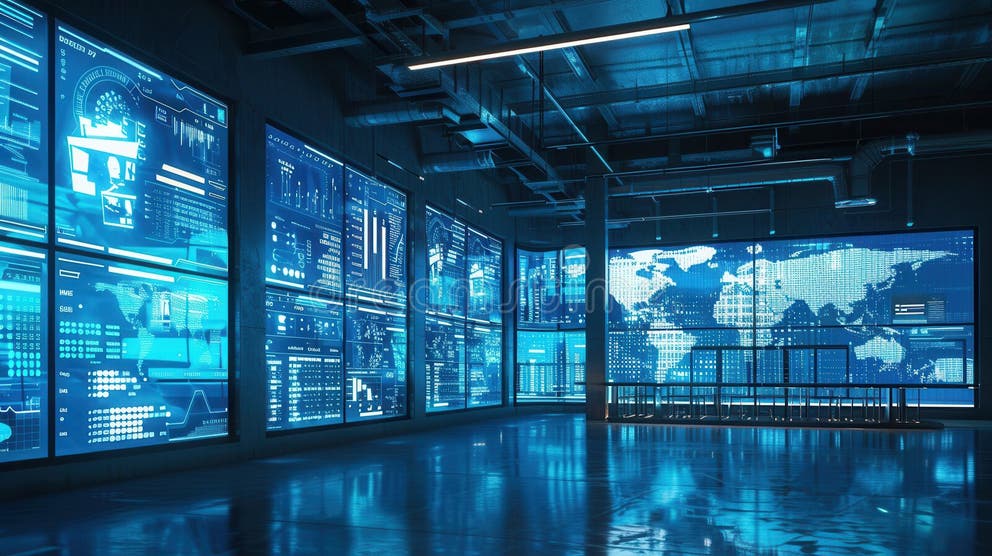 Multiple Large Screens Showcase Real-time Delivery and Route Data in a ...