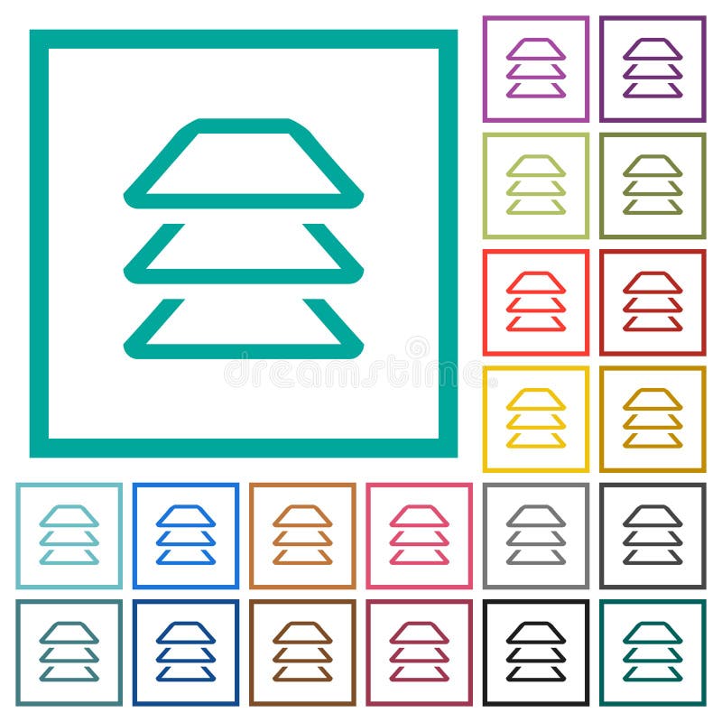 Multiple Layers Flat Color Icons with Quadrant Frames Stock Vector ...