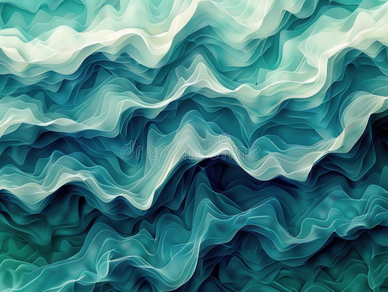 Multiple Layers of Teal Waves Forming an Intricate Oceanic Pattern ...