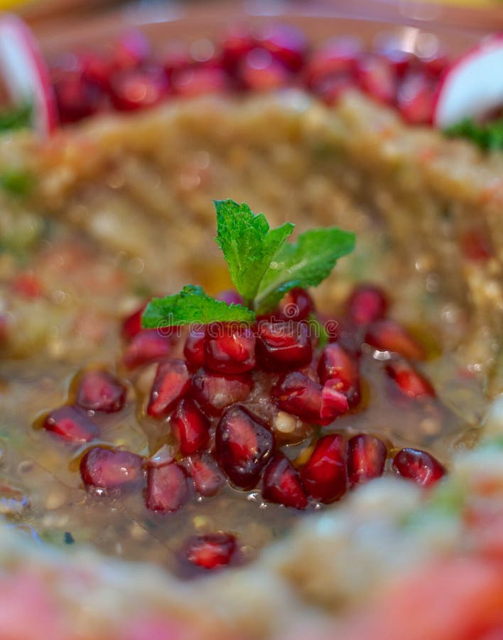 Multiple Lebanese Appetizers and Salads Together on the Table. Focused ...