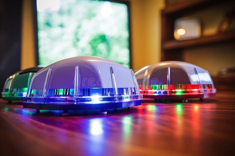 Multiple Led Lit Wireless Routers on a Table Stock Photo - Image of ...