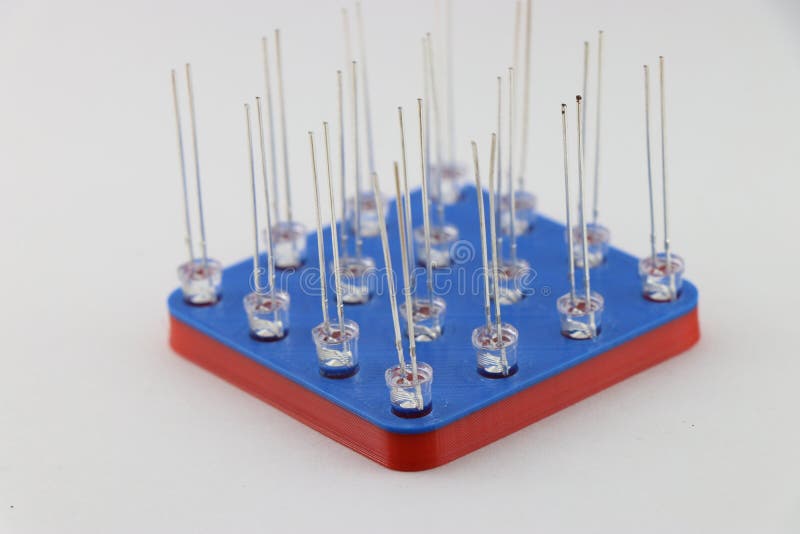 Multiple LEDs are Attached To the Slots of 3D Printed Led Cube Jig ...