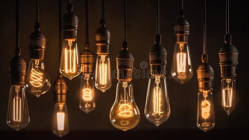 Multiple Light Bulbs Hanging from the Ceiling in a Creative Arrangement ...