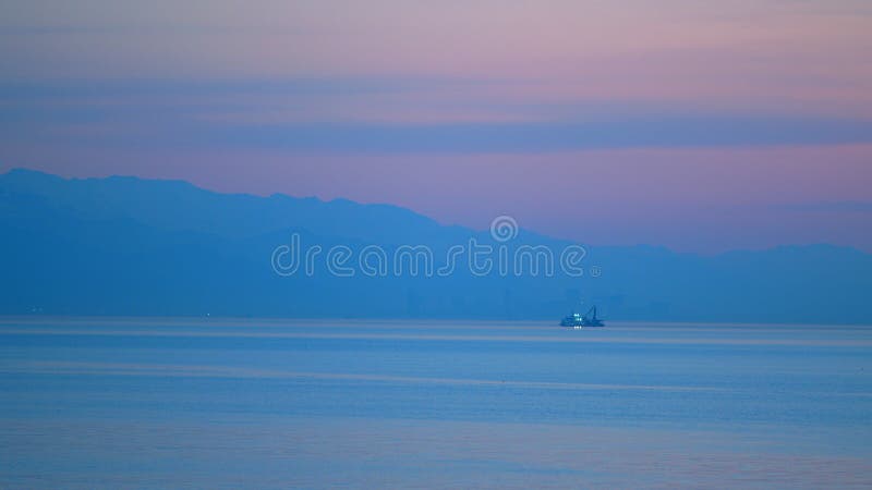 Multiple Light on the Sea from Squid Fishing Boat. Fishing Boat on the ...