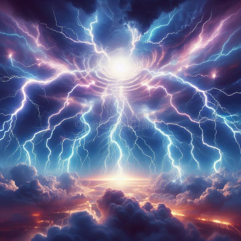 Multiple Lightning Bolts Crisscrossing Across the Sky Stock Photo ...