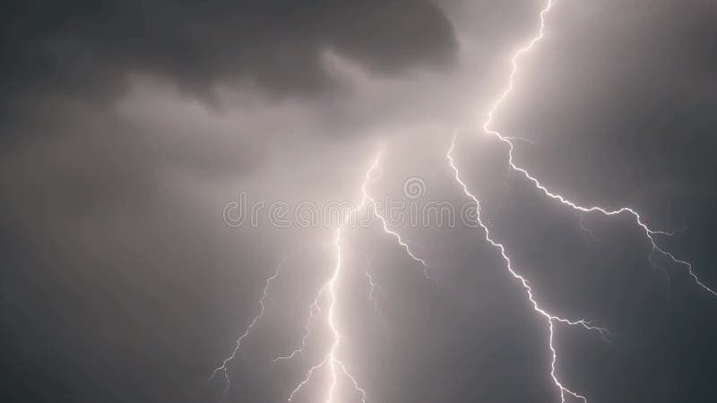 Multiple Lightning Strikes Illuminating a Dark Stormy Sky at Night ...