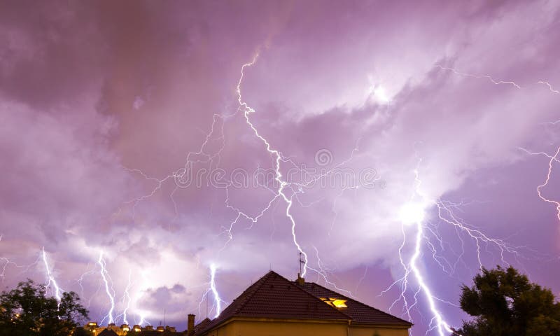 Multiple lightnings stock image. Image of clouds, cloudscape - 28465657