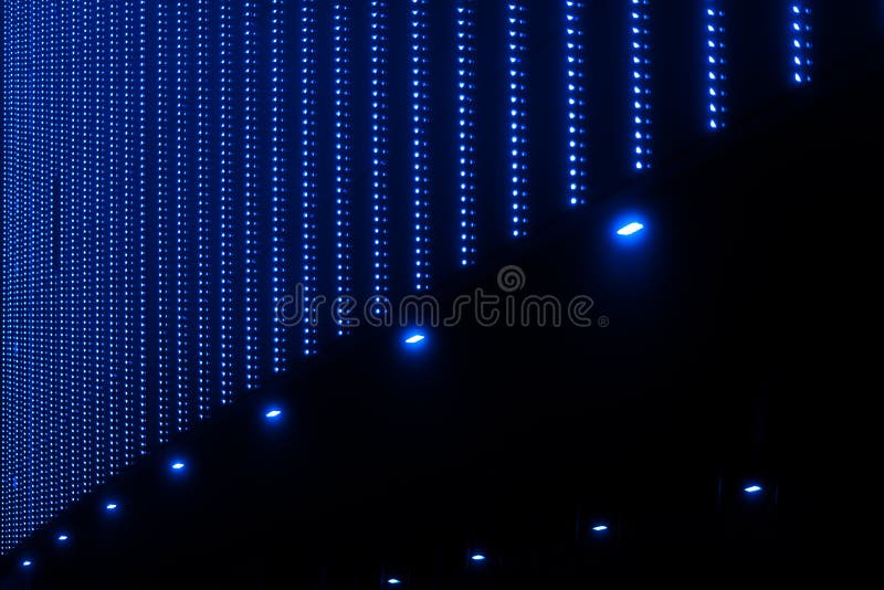 Multiple Little Blue Lights on Abstract Building Stock Photo - Image of ...