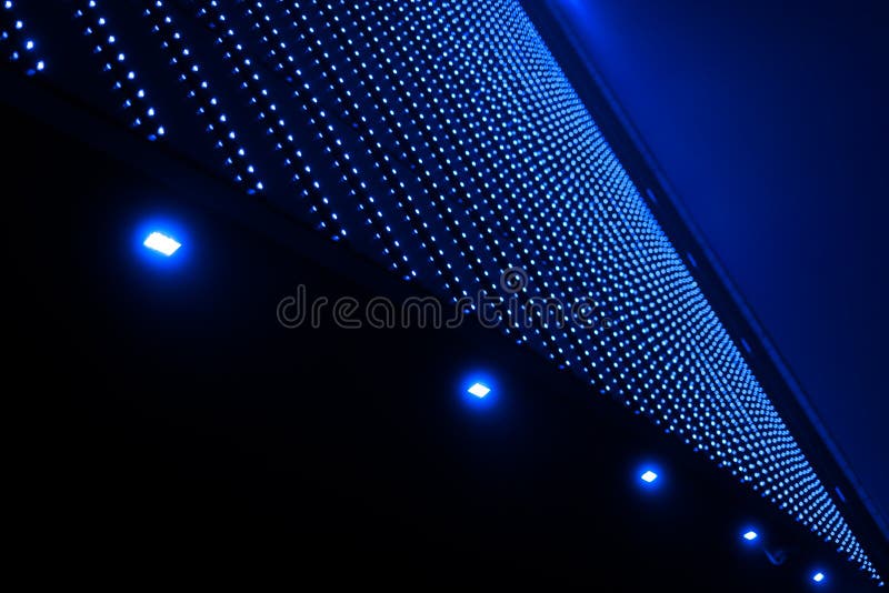 Multiple Little Blue Lights on Abstract Building Stock Image - Image of ...