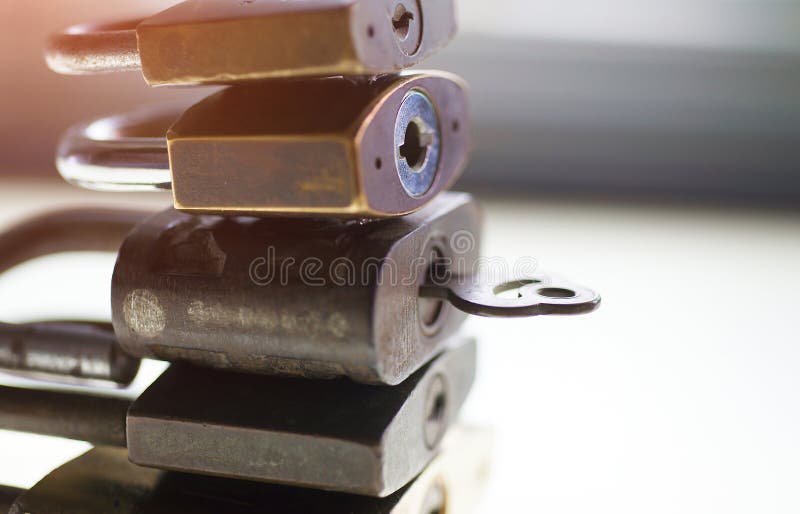 Multiple lock is concept stock photo. Image of combination - 303255490