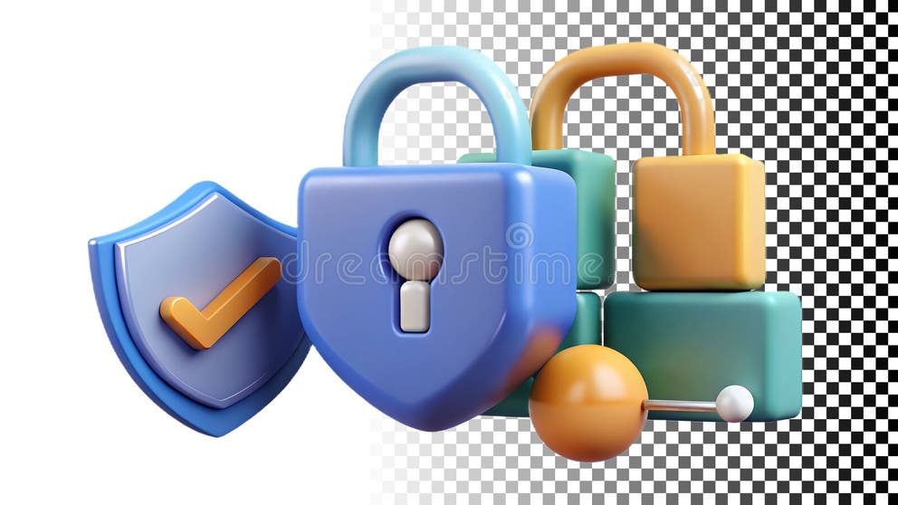 Multiple Locks and Shields, Cybersecurity Data Protection Layers Png ...