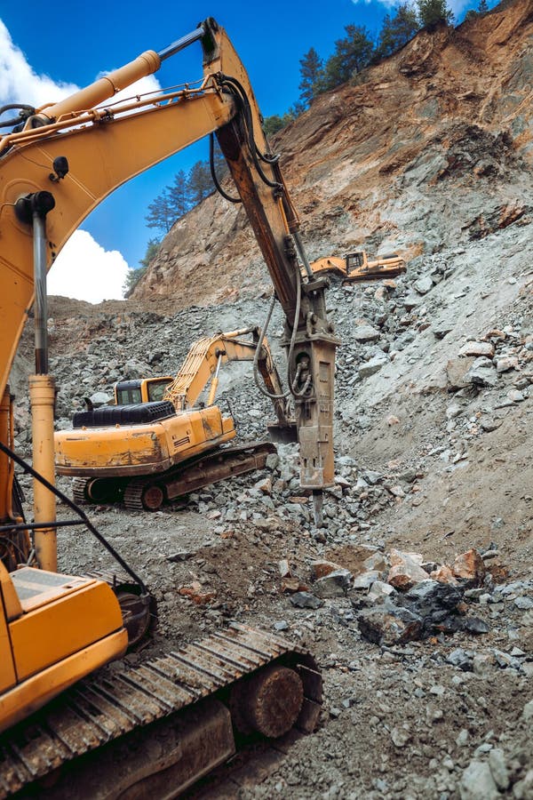 Multiple Machineries Working on Construction Site. Details of ...