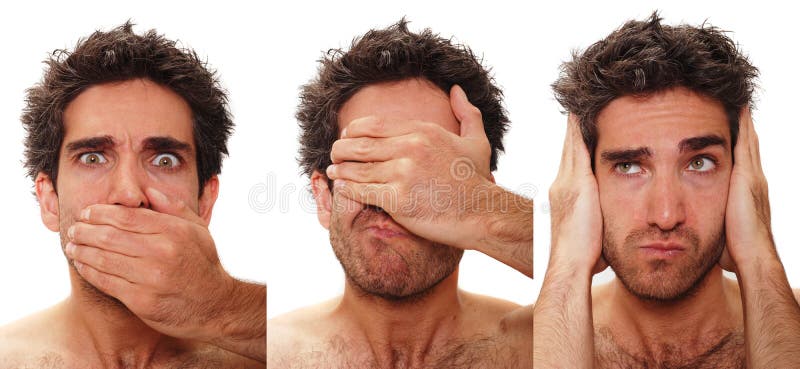 Multiple Male Facial Expressions Stock Image - Image of isolated, sense ...