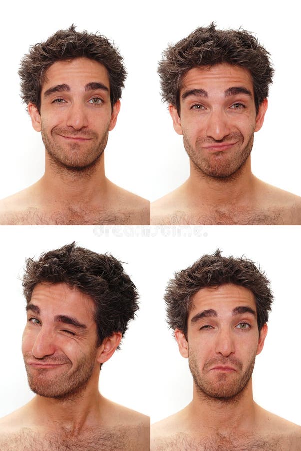Multiple Male Facial Expressions Stock Image - Image of isolated, sense ...