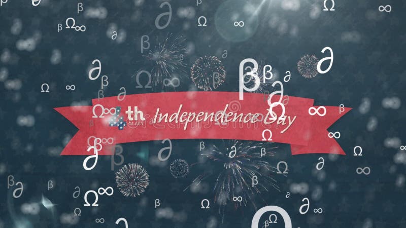 Multiple Mathematical Symbols Over Independence Day Text Banner Against ...