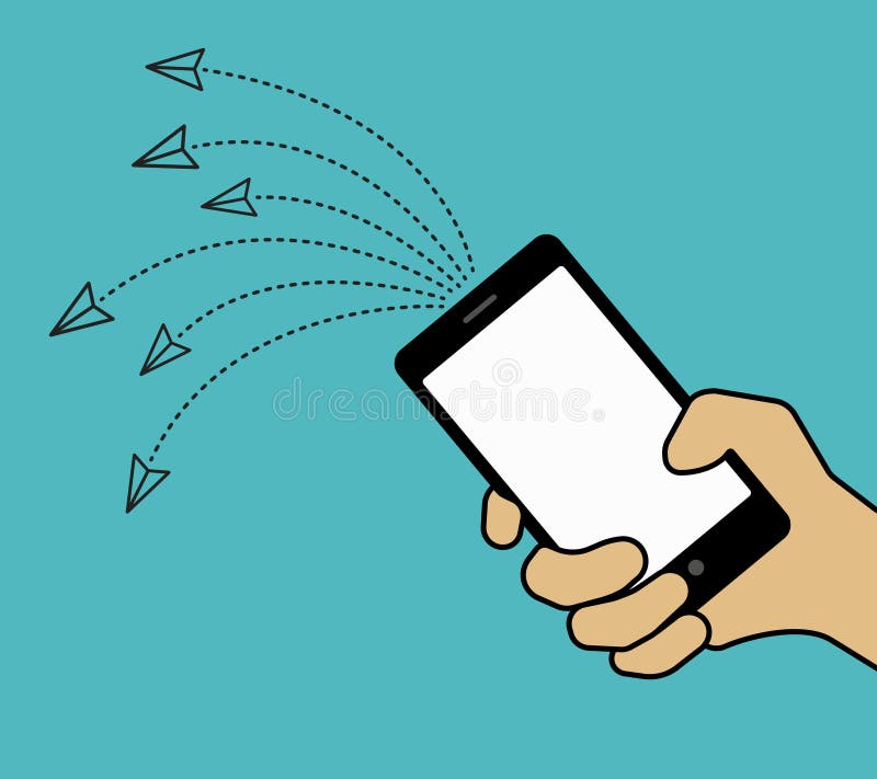 Multiple Message Sending Concept. Illustration of Hand with Smart Phone ... Multiple Message Sending Concept. Illustration of Hand with Smart Phone ...