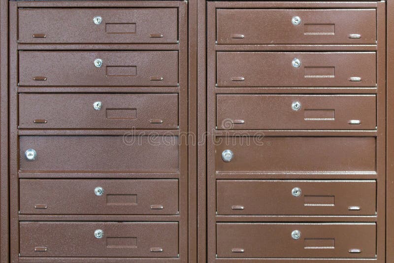 Multiple Metal Brown Postbox in a Lobby of Apartments Stock Image ...
