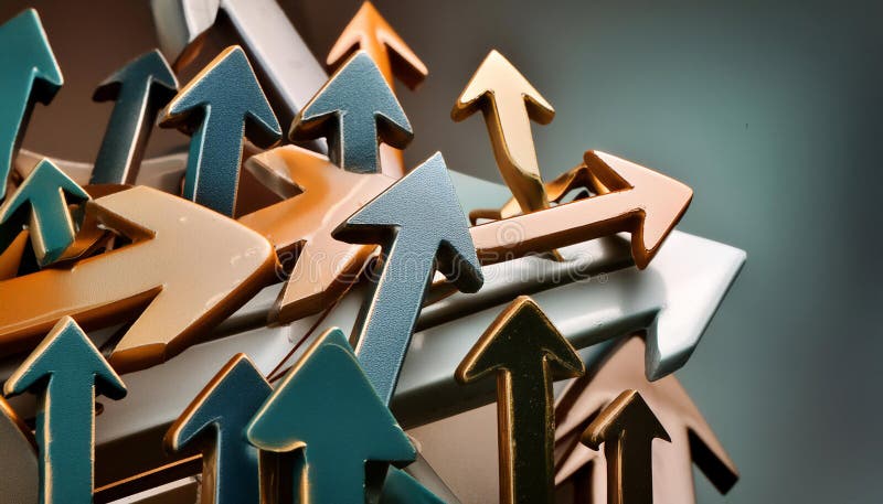 Multiple Metallic Arrows Pointing Upwards Stock Illustration ...