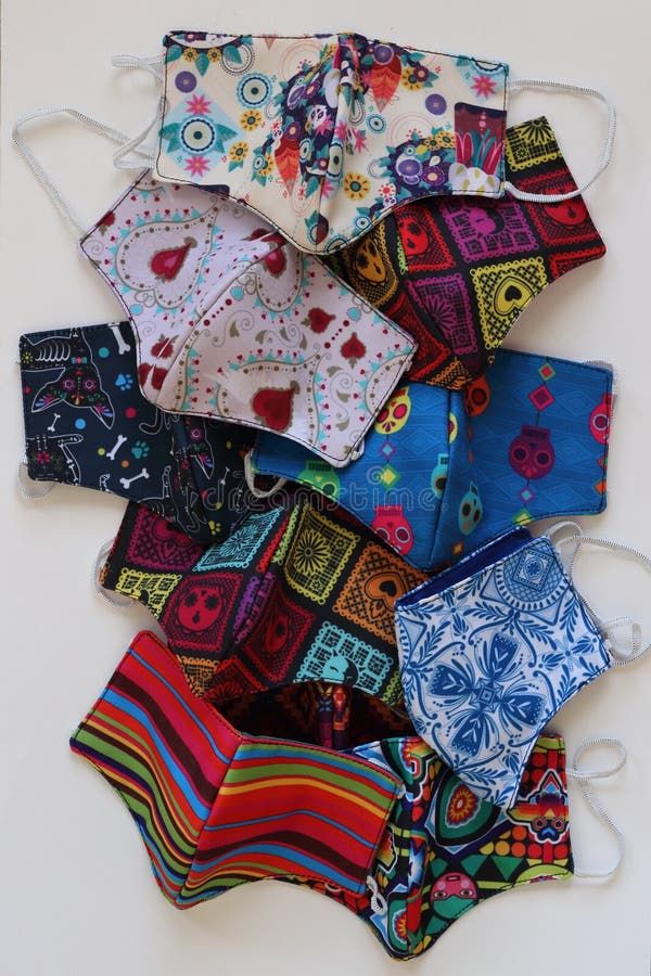 Multiple Mexican Design Face Masks on a Pile. Stock Image - Image of ...