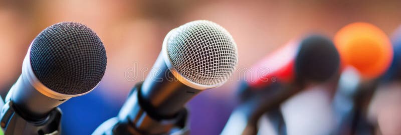 Multiple Microphones Arranged for an Event Presentation at a Conference ...