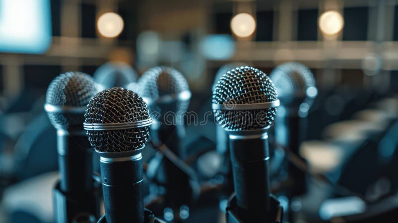 Multiple Microphones at Conference.AI Generated Image Stock Image ...