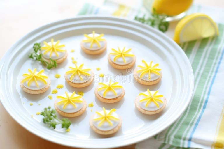Multiple Mini Lemon Meringue Tarts Arranged on a Platter Stock Image ...