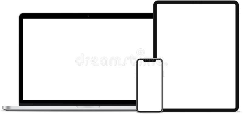 Multiple Mobile Devices with Blank Screen for Responsive Layout Mockup ...