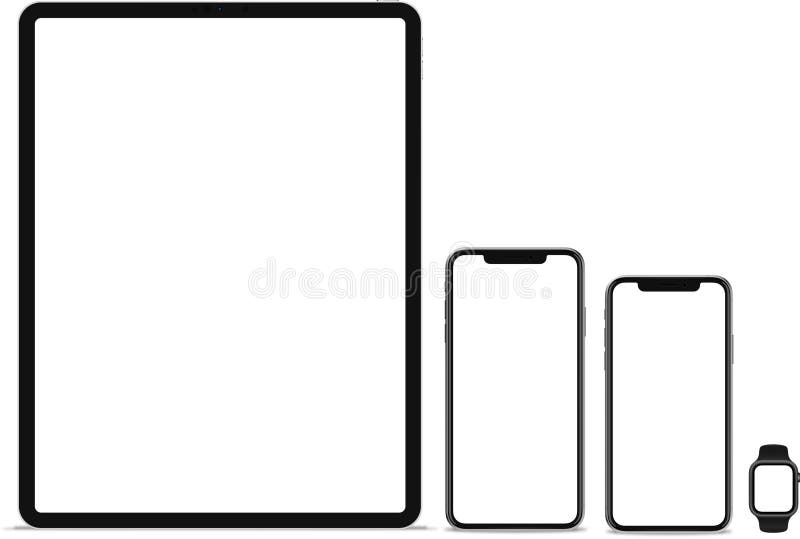 Multiple Mobile Devices with Blank Screens for Responsive Layout Mockup ...