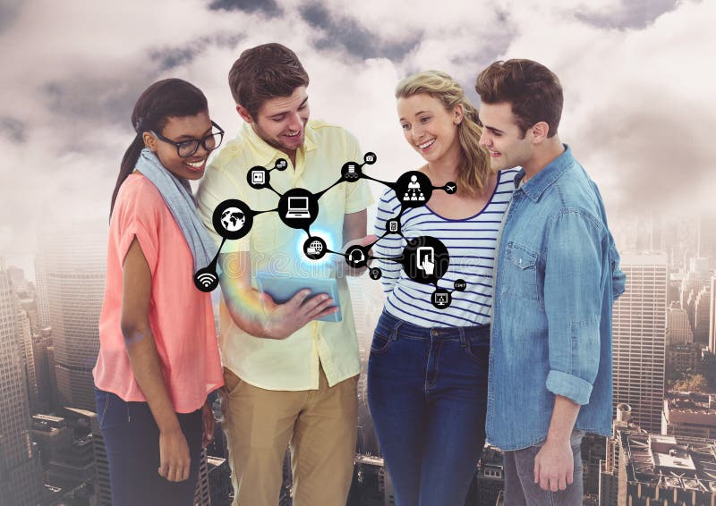 Multiple Models with Interface Stock Photo - Image of bags, cheerful ...