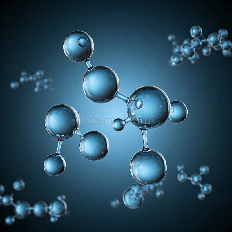 Multiple Molecules with Atoms Connected by Bonds, Floating in a Dark ...