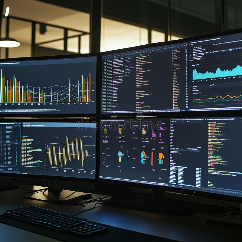 A Digital Dashboard with Graphs, Charts, and KPIs Displayed on Multiple ...
