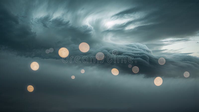 Multiple Moons Rising in Cloudy Dark Sky, Surreal Twilight Atmosphere ...