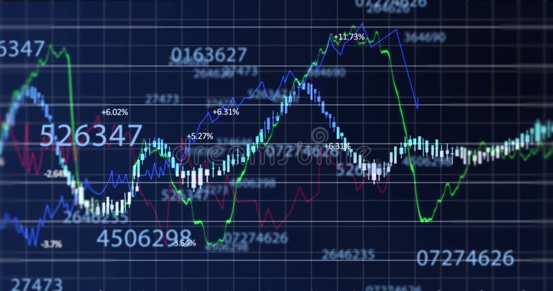 Multiple Numbers Changing Over Financial Data Processing Against Blue ...
