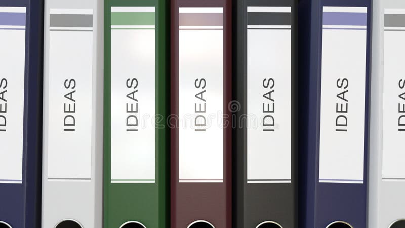 Multiple Office Folders with Ideas Text Labels 3D Rendering Stock Video ...