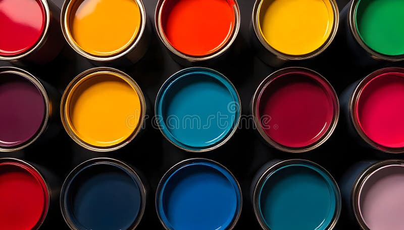 Multiple Opened Paint Tin Cans Arranged in a Neat or Artistic Stock ...