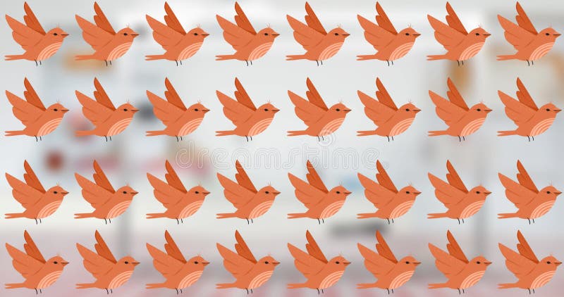 Multiple Orange Birds with Wings Spread are Repeating Across Background ...