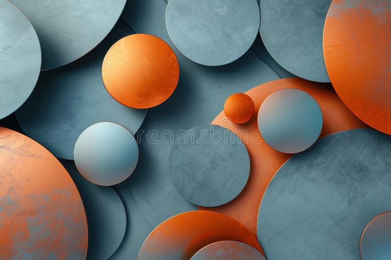 Multiple Orange and Blue Circles are Scattered Across a Blue Background ...