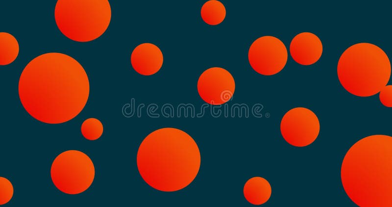 Multiple Orange Spheres Moving Against Blue Background Stock ...