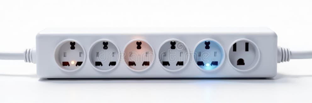 Multiple Outlet Power Strip, Isolated on White , Device, Backdrop Stock ...