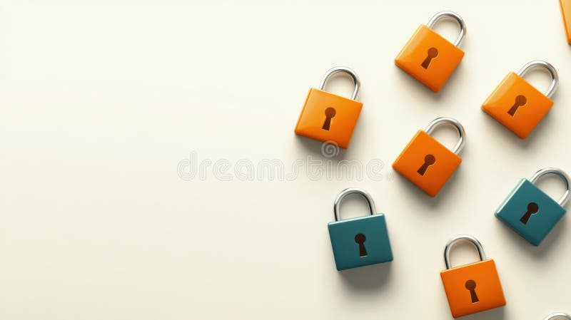 Multiple Padlocks on White Background, Symbolizing Security, Protection ...
