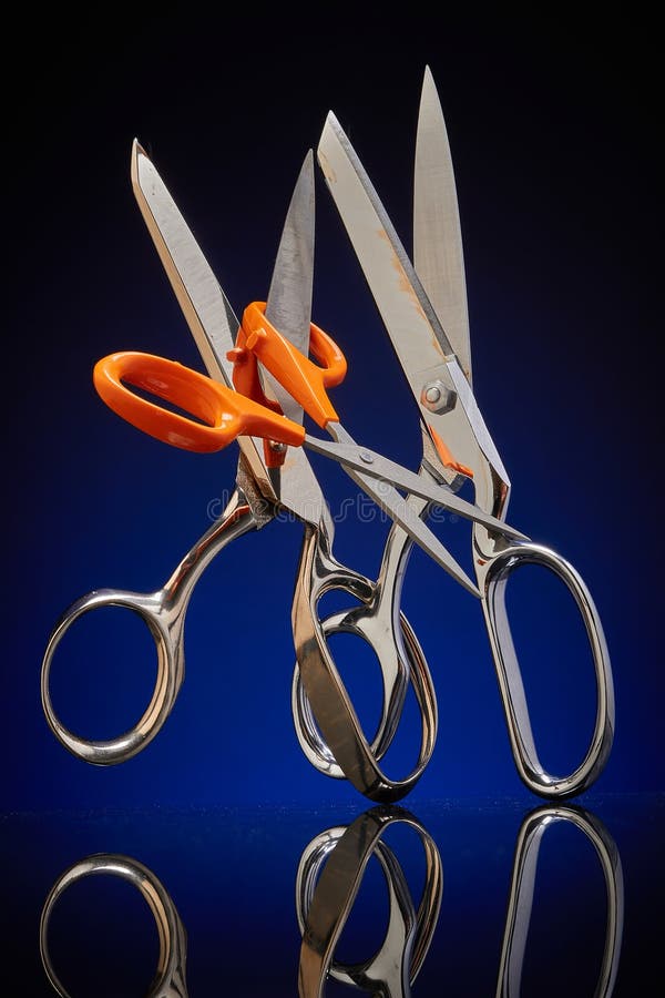 Multiple Pairs of Chrome Scissors Stock Image - Image of trio, scissors ...