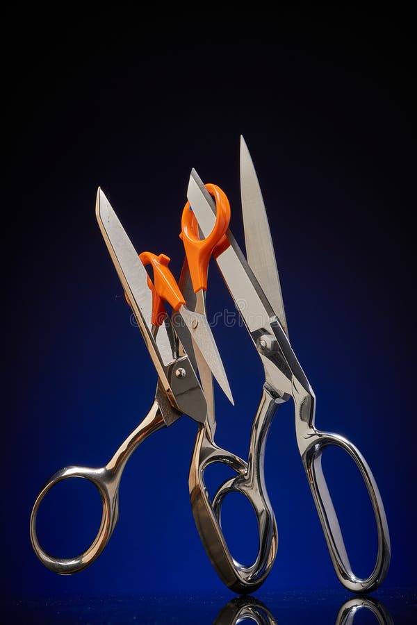Multiple Pairs of Chrome Scissors Stock Image - Image of snips, pointed ...