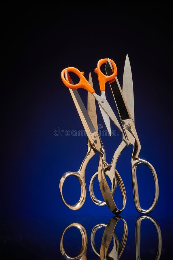 Multiple Pairs of Chrome Scissors Stock Photo - Image of clippers ...
